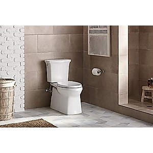 KOHLER 3814-0 Corbelle Comfort Height(R) elongated 1.28 gpf toilet with skirted trapway and Revolution 360 swirl flushing technology and left-hand trip lever (2 Piece), White