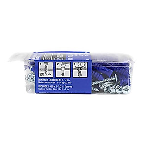 50 Piece Expansion Anchors with Screws Assortment Set, Designed for Drywall and Plaster, Includes 50 Pcs #10-#12 x 1-1/4 in. Ribbed Plastic Anchors & 50 Pcs #10 x 1-1/2 in. Self Tapping Screws