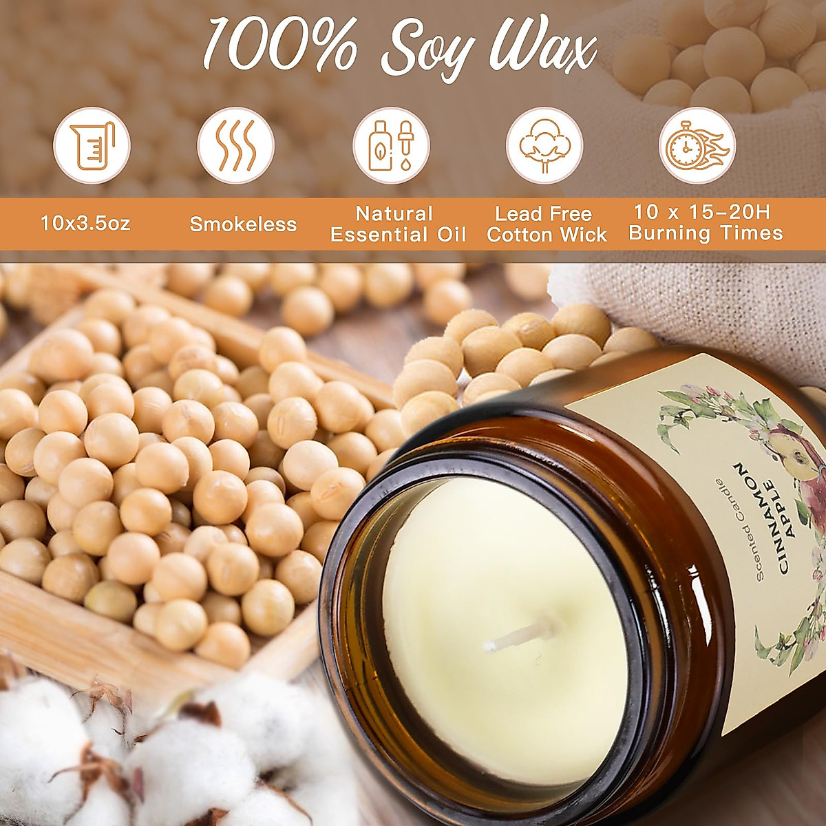 10 Pack Candles for Home Scented Aromatherapy Candles Gifts Set for Women, Natural Soy Wax Amber Candles Set, Birthday, Mother's Day, Christmas, Anniversary Present