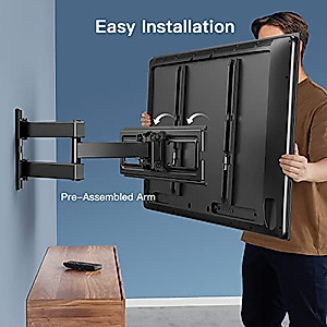 PERLESMITH TV Wall Mount Swivel Tilt for 32-55 inch LED LCD OLED Flat Curved TV Screen, Full Motion TV Mount Bracket with Articulating Arm Perfect Center Single Stud up to 70lbs VESA 400x400mm, PSMFK7