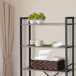 Holywarm Over The Toilet Storage with Basket 3-Tier Over The Toilet Storage Cabinet with Adjustable Feet,Multifunctional Over Toilet Bathroom Organizer Bathroom Shelves Easy to Assemble, Greige