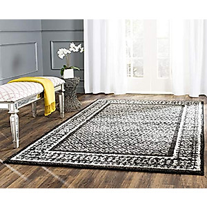 SAFAVIEH Adirondack Collection 2'6" x 10' Black / Silver ADR110A Distressed Non-Shedding Living Room Entryway Foyer Hallway Bedroom Runner Rug
