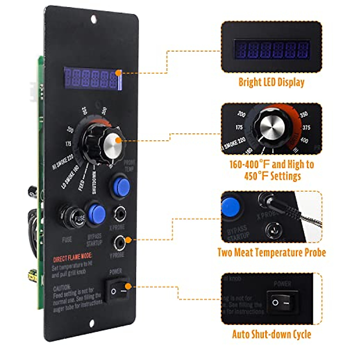 Digital Thermostat Controller Kit Replacement Parts Compatible with Camp Chef Wood Pellet Grills Smoker PG24STX/PG24XT/PG24S/PG24WWS, Include Meat Probe, Temperure Sensor Probe, and Igniter Hot Rod