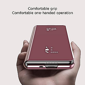 EKSED Case for Samsung Galaxy Z Fold 5, Plating Mirror Leather Protective Shell, Hard PC Frame Anti-Drop Anti-Fingerprint Full Coverage Protective Case,Black
