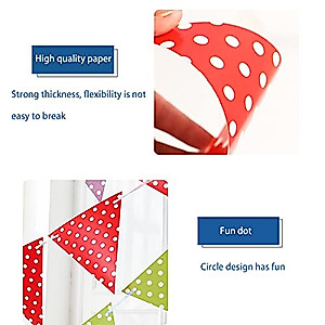 98FT Pennant Banner 6Pack 72PCS Triangle Flags Paper Pennant Bunting Garland Polka Dot Print Pennant Hanging Triangle Flags for Theme Party Decorations Supplies