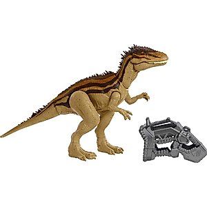 Mattel Jurassic World Mega Destroyers Dinosaur Action Figure, Carcharodontosaurus Brown Dino Toy with Attack Motion & Breakaway Accessory