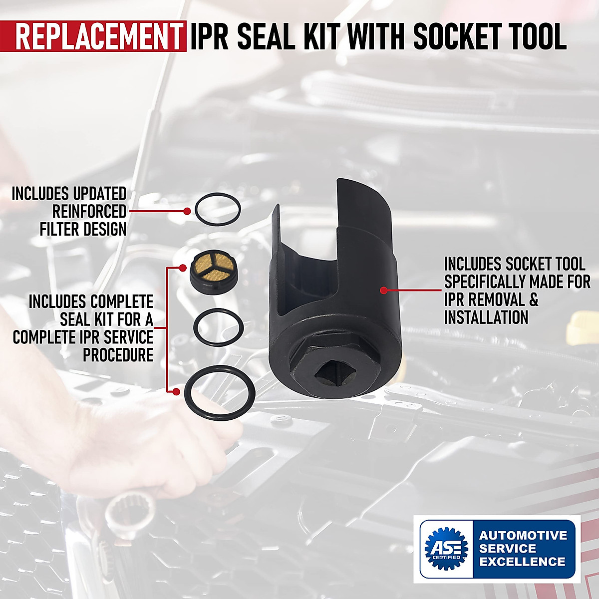 IPR Socket Tool Screen Kit - Compatible with Ford Powerstroke 6.0L Vehicles - F-250, F-350 Super Duty, Excursion, E-350 - Replaces 3C3Z9H529A, 904-415, 3C3Z-9H529-A, Injection Pressure Regulator