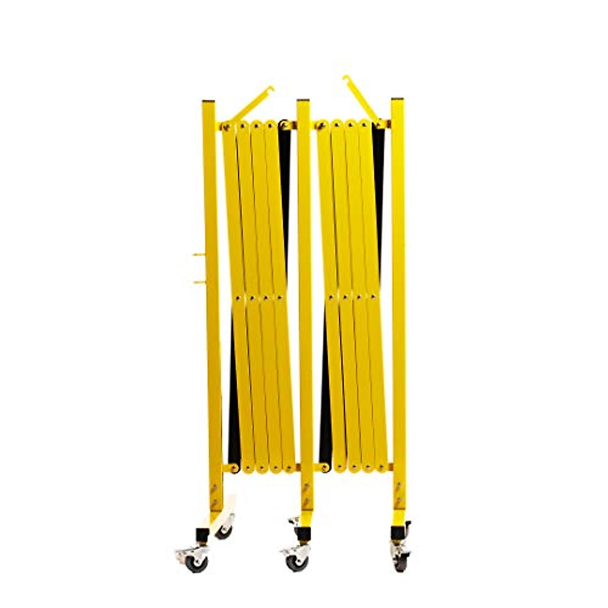 Trafford Industrial Expandable Metal Barricade, 16 Feet, Yellow and Black, Mobile Safety Barrier Gate, Retractable Traffic Fence