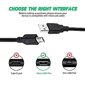 Xahpower 2 Pack 10Ft Controller Charging Cable for PS4, Play and Charge Micro USB Charger High Speed Data Sync Cord for Sony Playstation 4 PS4 Slim/Pro Controller, Xbox One S/X Controller, Android