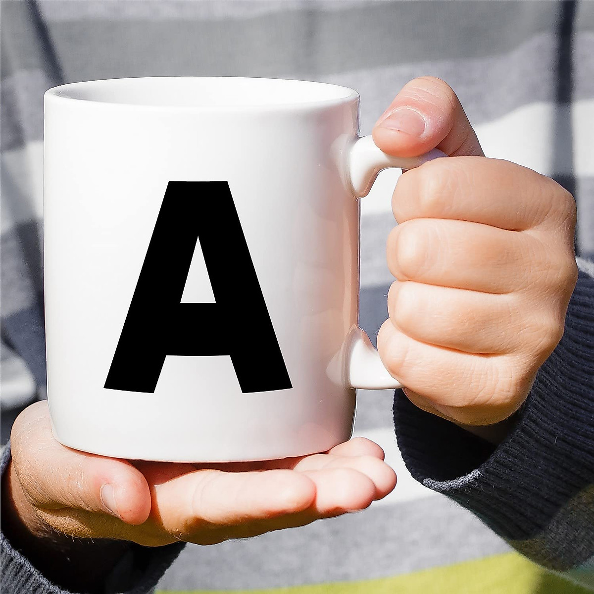 Retreez Initial A-Z Alphabet Monogrammed Monogram Mug 11 Oz Ceramic Tea Coffee Mugs - Graduation Appreciation Thank You Holiday Birthday Gifts for her friend coworker mother father sister - A Initial