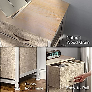 Pipishell 7 Drawer Fabric Dresser Storage Tower, Dresser Chest with Wood Top and Easy Pull Handle, Organizer Unit for Closets, Bedroom, Nursery Room, Office