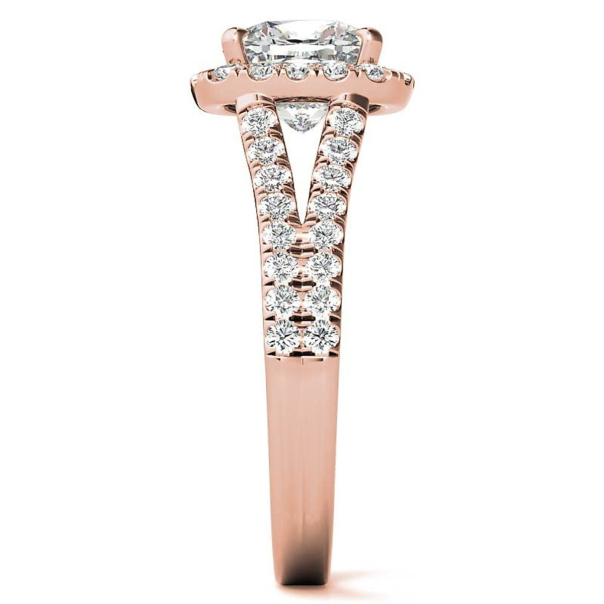 Sparkx Diamond 2 CT Cushion Cut Colorless Moissanite Engagement Ring Split Shank Halo Style, Handmade 10K 14K 18K Solid Rose Gold & 925 Sterling Silver Wedding Bridal Anniversary Promise Ring Gift