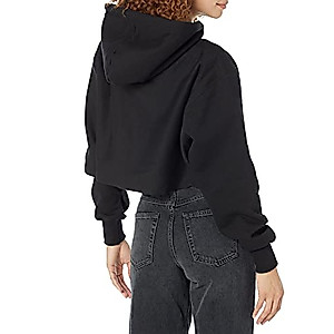 Champion womens Reverse Weave Cropped Cut-off Hoodie, Left Chest C Hooded Sweatshirt, Black-549302, X-Small US