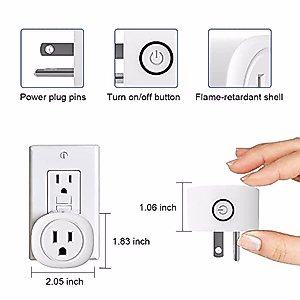 Smart Plug with Timer Function, MONGERY WiFi Outlet Compatible with Alexa, Google Home, No Hub Required, App Controlled, FCC CE Certified 4 Pack, White