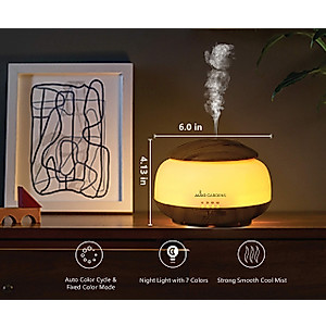 Ultrasonic Aromatherapy Essential Oil Diffuser, 300ml Cool Mist Humidifier with 7 Color LED Lights Changing and Waterless Auto Shut-off for Office Home Bedroom Living Room Study Yoga Spa