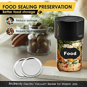 Mason Jar Vacuum Sealer, Mason Jar Vacuum Sealer for Mason Jars, True Bright Mason Jar Vacuum Sealer Kit for Wide Mouth and Regular Mouth Mason Jars