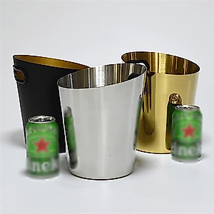 Ice Bucket Stainless Steel Ice Bucket Cooler Whiskey Wine Bar Accessories Champagne Bucket Cooler Suitable for Cocktail Party Wine Bottle Restaurant Bar Party Keeps Ice Cold & Dry (Color : Silver)