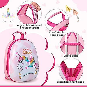 GYMAX Kids Carry On Luggage Set, 12" & 16" 2PCS Rolling Suitcase (Happy Pony)