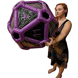 Large D20 Dice Inflatable Extra Large Giant Gaming DND Tabletop RPG Roleplaying Dungeons and Dragons (Black and Purple)