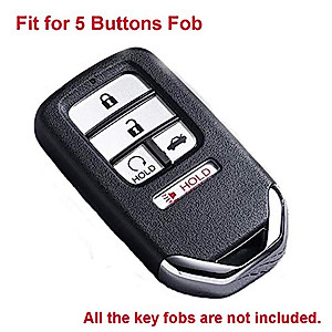 EXUNTECH 2Pcs Silicone Key Fob Cover Case Full Protector Remote Cover Case Skin Jacket for A2C81642600 2015 2016 2017 2018 2019 Honda Civic Accord Pilot CR-V 5 Buttons Smart Key, Black Pink
