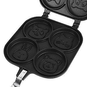 Worii Egg Frying Pan, DoubleSided Lovely Cartoon Animal Pattern Breakfast Omelette Burger Steak NonStick Frying Pan Kitchen Cooking Tool