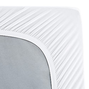 SERTA ComfortSure Breathable Elastic Dobby Check Quilted Pillow Top Mattress Pad Cover with 18" Deep Pocket for All Season, White, King