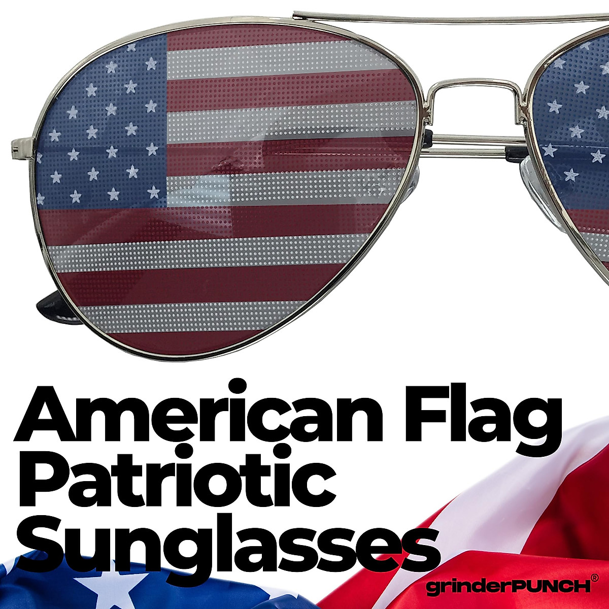 4 PACK Mens Bulk USA American Flag Aviator Sunglasses