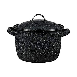 Granite Ware Enamel on Steel 4-Quart Bean/Stock Pot with lid, Speckled Black