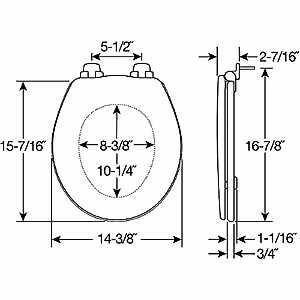 Mayfair 830CHSLB 000 Toilet Seat, 1 Pack-ROUND, White-Chrome Hinges