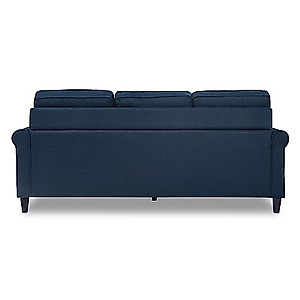 Serta Harmon Reversible Sectional Sofa, Modern L-Shaped Couch for Small Spaces, Soft Fabric Upholstery, Rolled Arm, Blue