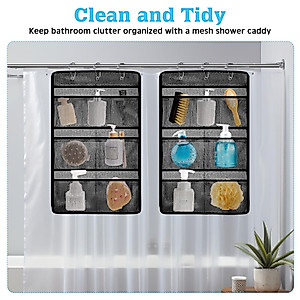 GliCraft 2 Pack 7 Pockets Mesh Shower Caddy Hanging Mesh Shower Organizer with Metal Loop Hangers Bathroom Bag for Soap Shampoo Loofah Cruise Ship Essentials(Black)