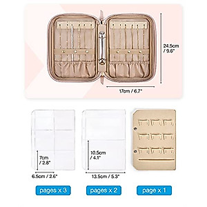 BAGSMART Jewelry Travel Organizer Case Transparent Jewelry Storage Book Ring Binder Jewelry Bags Clear Booklet Zipper Pouch Bag for Necklaces, Earrings, Rings, Bracelets, Pink