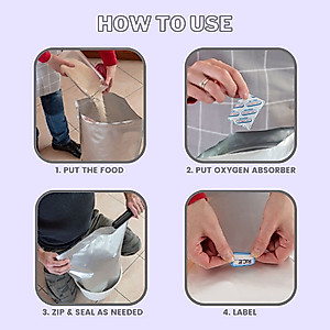 5 Gallon Mylar Bags For Food Storage with Ziplock -20pcs 14Mil Extra Thick For Long Term Storing, Dry Aging & Heat Vacuum Seal, 17x26" Large Resealable Myler Bag, 2000cc Oxygen Absorbers & Labels Pack