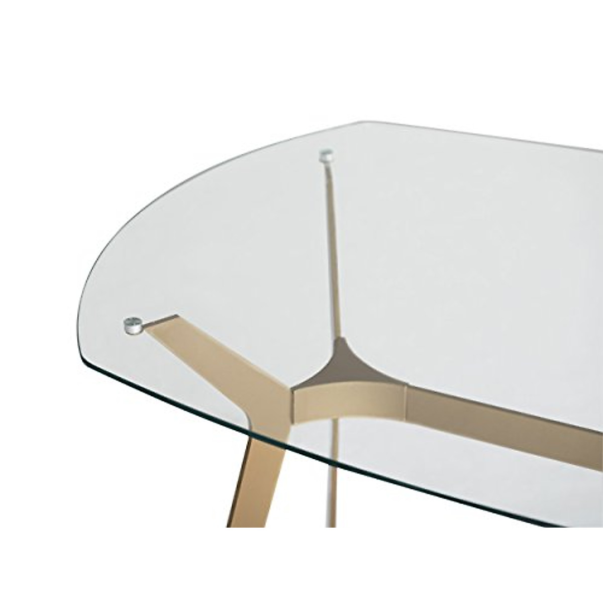 Studio Designs Home Archtech Modern Glass Desk/Dining Table, 48", Gold/Clear Glass