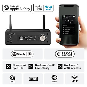 Arylic Hi-Fi Multiroom WiFi Amplifier with Bluetooth aptX HD, HDMI ARC, AirPlay 2 & Spotify Streaming for Wireless Home Music .Support 192Khz/24bits Music Transmission & Reception.50W*2 Amplifier- H50
