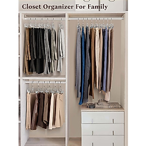 HOUSE DAY Clear Skirt Hangers with Clips, Non-Slip Plastic Pant Hangers with Adjustable Clips, Slim Clip Hangers for Pants, Skirts, Shorts, 14" Clear Hangers 10 Pack, 360-Rotating Swivel Hook