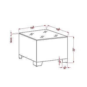Home Square Condor Rattan Glass Top Patio End Table in Gray - Set of 2