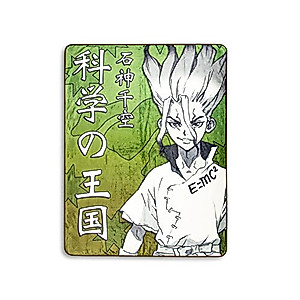 Dr. Stone Senku Ishigami Plush Fleece Throw Blanket | Super Soft Decorative Cover for Sofa and Bed, Cozy Home Decor Room Essentials | Anime Manga Gifts and Collectibles | 45 x 60 Inches