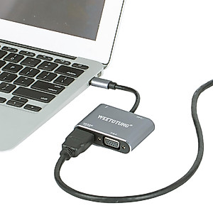 USB to Hdmi VGA Adapter Type-c 4 in 1 Hub to 100W PD 4K HDMI VGA and USB 3.0 Adapter Support Screen Projection and USB Multimedia Files Reading for Office iPad MacBook Pro/Air PC and Chromebook