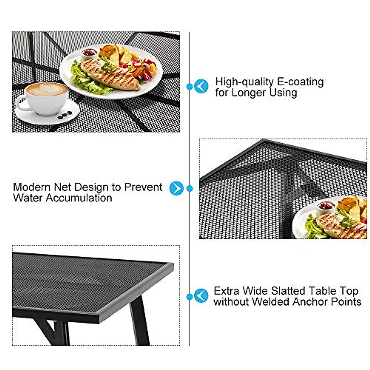 AECOJOY 5 Piece Outdoor Table and Chair, Patio Outdoor Dining Set with 1.73" Umbrella Hole, Patio Table and Chair Set of 4 for Garden,Bistro,Deck