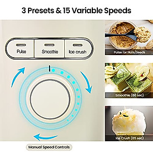 Hauswirt Smoothie Blender for Kitchen,1200W Professional Countertop Blender for Shakes and Smoothies, 3 Presets with 15 Speeds for Ice Crushing and Frozen Fruit Drinks, Tritan BPA-Free 51 Oz Jar, 25 oz & 16 oz to-go Cups, Easy Cleaning Detachable Blades B