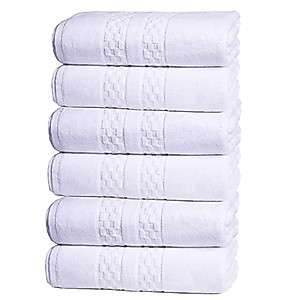 Hotel Collection_6 Piece Hand Towels Set, 6X (28'' x 16''), 100% Turkish Cotton, Absorbent, Decorative & Soft, Luxury Quality, Large Towels for Bathroom, for Hotel, Spa, Home and Commercial Use/White.