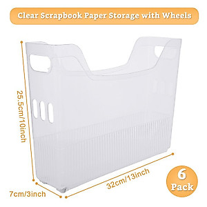 LDHHYH 6 Pack 12 x 12 Scrapbook Paper Storage with Wheels & Handles, Plastic Paper Storage Organizer, Paper Organizer Storage Bins for Holding 12" x 12" Paper Files Fruit Snack Cardstocks