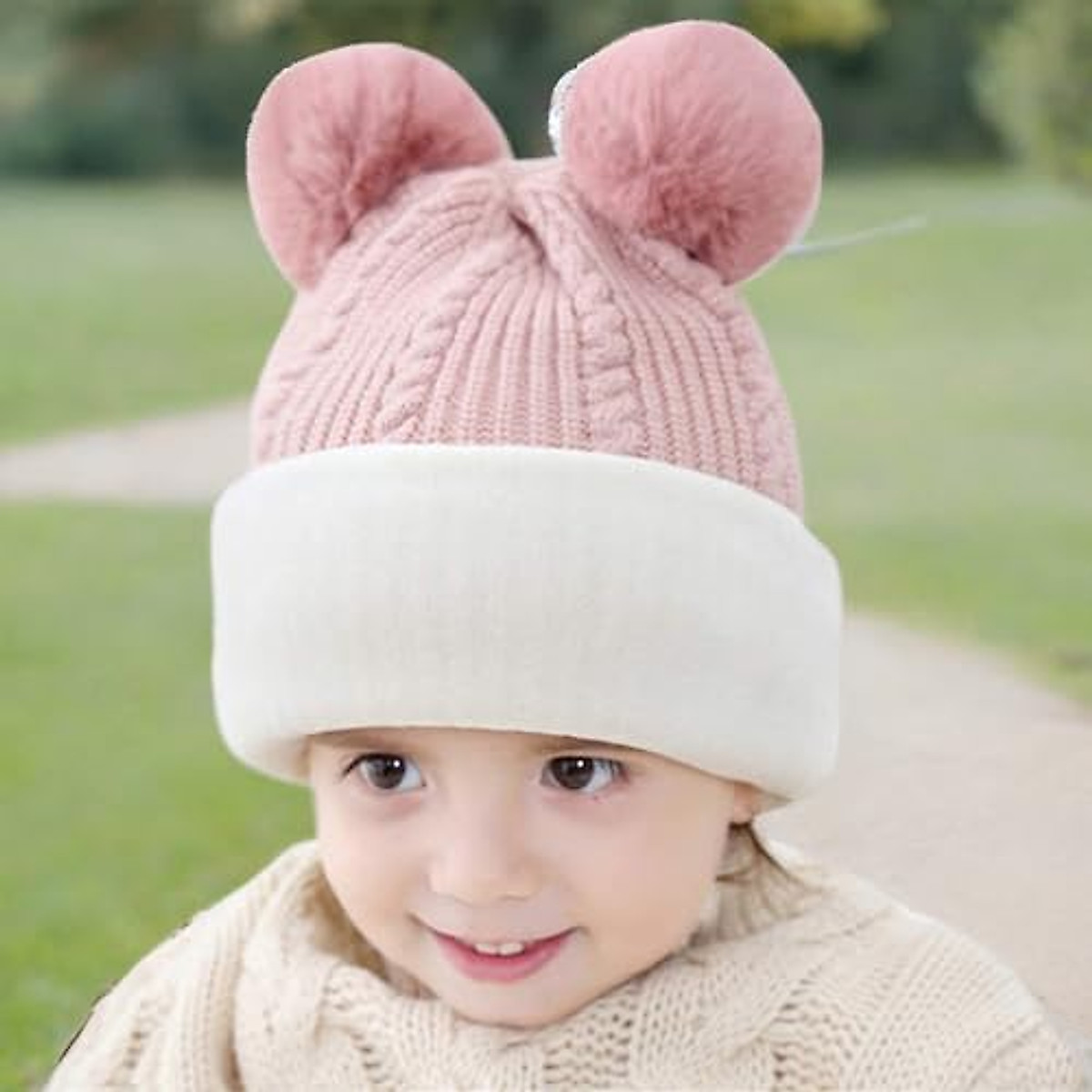Toddler Winter Hat Baby Winter Hat Scarf Set Boys Girls Winter Hood Scarf Beanie Fleece Balaclava Earflap Skull Cap 2-5T Pink