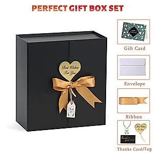 Gift Boxes with Lids Pack of 1, 8.5"x8"x4" Small Black Gift Box with Ribbon Card Fancy Gift Wrap Boxes for Wrapping Presents Festival Anniversary, Birthday, Weddings, Groomsmen Proposal Boxes