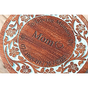 Wooden cremation urn(customized) | urns for ashes | cremation box | carving wooden urn | wooden urn for human ashes | wooden urn | carved boxes (Medium- with text)