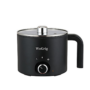 1.8L Electric Hot Pot，Ramen Cooker, Dual power supply Mini Portable Multi-Functional Lazy Pot for Pasta, Noodles, Egg, Soup,Rice，Non-Stick Noodle Cooker with Boil Dry Protection for Dorm, Office