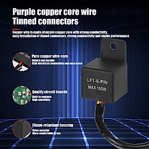 zipelo 2-Pin LED Flasher Relay, 12 V Electric Relay with Terminals, Fix Motorcycle Turn Signal Bulbs Hyper Flash, 2 Pin Adjustable Flasher Relay with Connectors for Bike Motorcycles Scooter