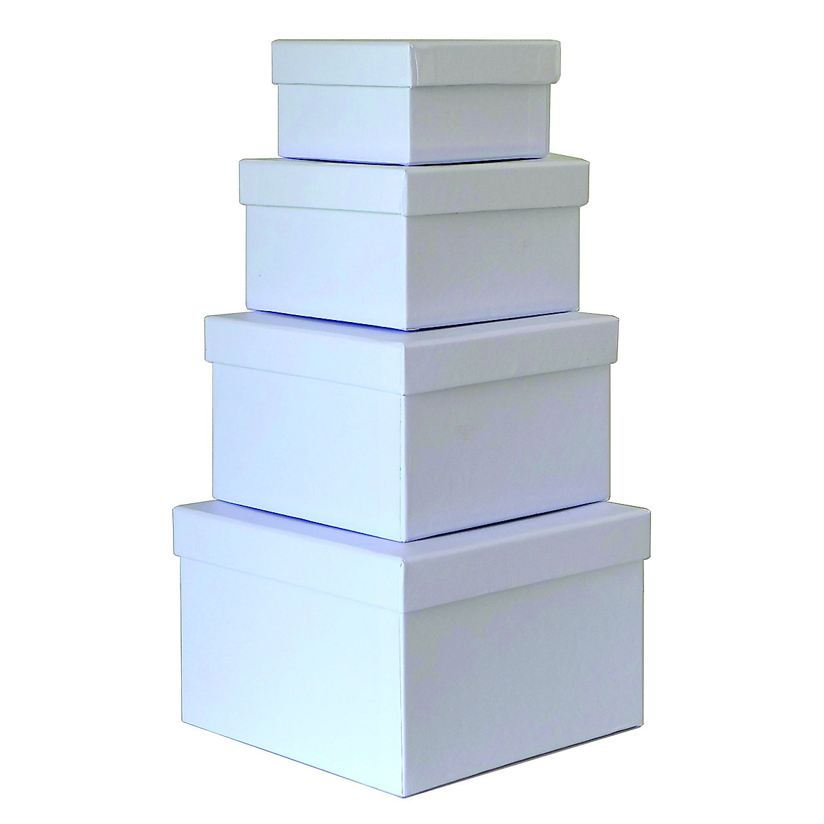 Cypress Lane Square Rigid Gift Boxes, a Nested Set of 4, 3.5x3.5x2 to 6x6x4 inches, small size(White)