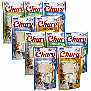 INABA Churu Lickable Creamy Purée Cat Treats 5 Flavor Variety Pack of 40 Tubes